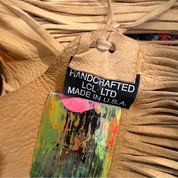 Tops | 197s Leather Suede Fringe Feather Light Tan Boho Vintage 70s ...